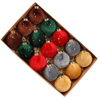 Generico Velvet Ornaments for Christmas Tree - 15 St&uuml;ck Flocked Pom-Pom-B&auml;lle, 8 cm, rustikaler Samt, Weihnachtsschmuck-Set | Dekoration f&uuml;r Armhouse Bedroom B