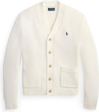Ralph Lauren Strickjacke aus Baumwolle mit Pony-Stickerei, Relaxed Fit in
