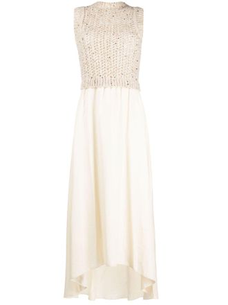 PESERICO Langes Kleid mit Lochstrickmuster - Nude