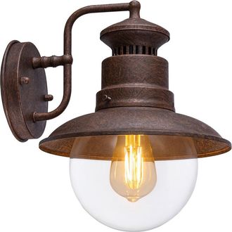 Globo Lighting Au&szlig;enwandlampe LED Laterne Gartenlampe Terrassenleuchte Haust&uuml;rlampe rostfarben, Stahl Glas, 7W 806lm warmwei&szlig;, BxHxT 21,5 x 27 x 24,7 cm