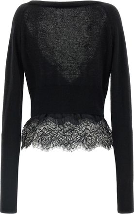 Ermanno Scervino Lace-Trimmed Cashmere Cardigan - Black