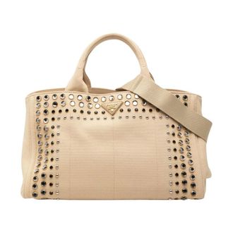 Prada Sac Cabas Pr&eacute;-aim&eacute; clout&eacute; - Femme - Pre-owned - Beige - Taille: ONE Size
