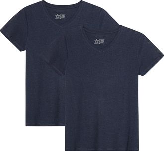 Danish Endurance Kurzarm Shirt aus Modal & Bio-Baumwolle, Rund- oder V-Ausschnitt, für Damen (1er | 2er Pack), Dunkles Marineblau, XL