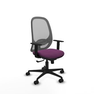 Piqueras y Crespo Drehbarer Schreibtischstuhl mit 1D-Armlehnen, h&ouml;henverstellbare Lendenwirbelst&uuml;tze, ausgestattet mit 3 Positionen und Schneideschaum, Grau/Violett