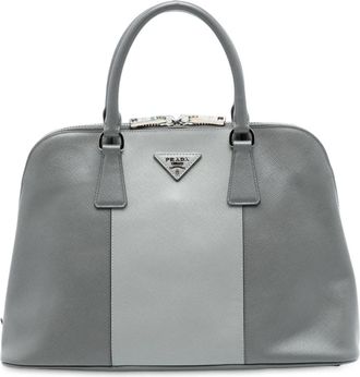 Prada Hobo Bags - Medium Bicolor Saffiano Lux Promenade Satchel - Gr. unisize - in Grau - f&uuml;r Damen