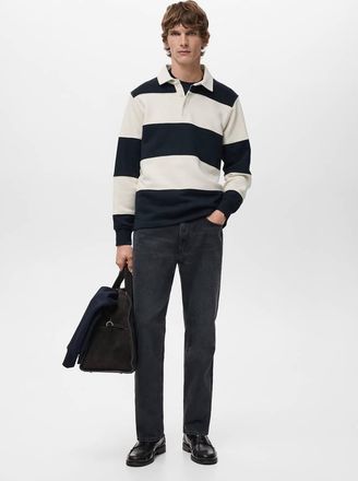 Mango Sweat-shirt polo rayures bleu marine - Homme - XXL - MANGO MAN