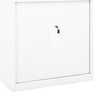 vidaXL Armoire &agrave; portes coulissantes Blanc 90x40x90 cm Acier Vidaxl