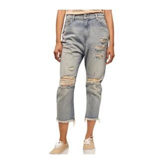 SER.O.YA Boyfriend Jeans mit Distressed Details - - Jeans - Damen - Blau - W30