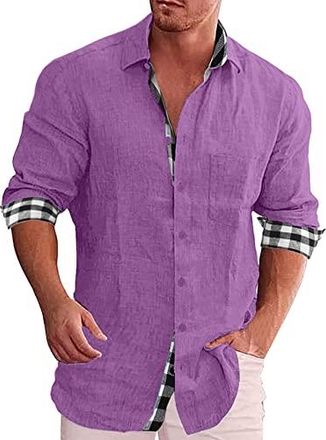 Generic Chemise &agrave; carreaux &agrave; manches longues pour homme, chemise boutonn&eacute;e &agrave; carreaux pour homme, chemises tendance, chemises polyvalentes et l&eacute;g&egrave;res, d&eacute;contr