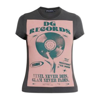 Dolce & Gabbana Femme, Tops, Gris, Taille: 38 FR T-shirt imprim&eacute;