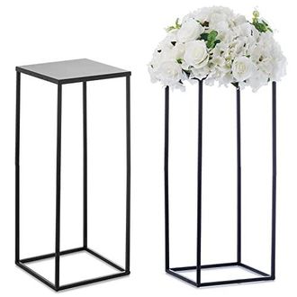 Nuptio Nuptio Vase Noir pour Centre de Table de Mariage 2 Pi&egrave;ces Vases en M&eacute;tal de 60cm de Haut pour Centre de Table de Mariage - Pr&eacute;sentoir Colonne en M&eacute;tal