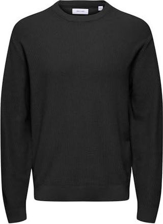 Only & Sons Onstony DS 12 Ls Waffle Crew Knit Pull en Tricot, Noir, L Homme