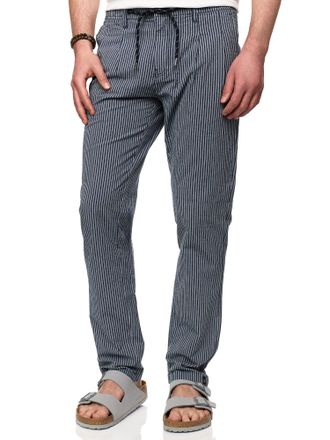 Indicode Herren INWebb Seersuckerhose aus Baumwolle | Herrenhose Freizeithose M&auml;nner Dark Navy, L