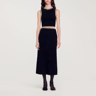 Sandro Top en maille &agrave; col bijoux