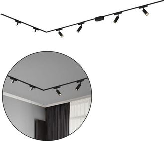 B.K.Licht Briloner Luxtrail Schienensystem, Komplettset, 4x led Spots, 2x led Tracklight, Schwenkbar, Warmwei&szlig;, Schwarz, 3m