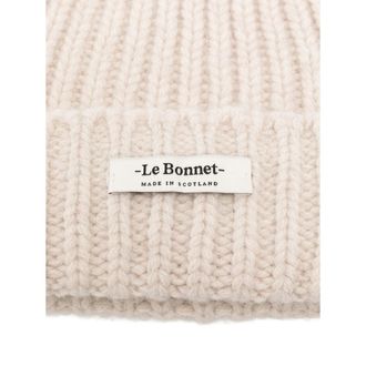 Le Bonnet LBL-034 Ribbed Knit Lambswool Beanie - Beige