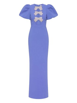 Rebecca Vallance Verziertes Maxikleid mit Puffärmeln - Blau