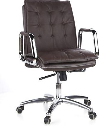 hjh OFFICE 600934 Chefsessel Villa 10 Leder Braun hochwertiger B&uuml;rostuhl, mittelhohe R&uuml;ckenlehne, h&ouml;henverstellbar