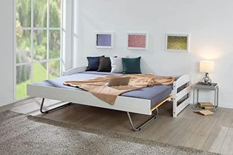 Inter Link SAS Canapé-Lit 2 en 1 - 2 Couchages 90 x 200 cm - Dappoint, Denfant, Dadolescent - Chambre à Coucher - Bois Massif - Stable - Avec 2 Sommiers à Lattes - B