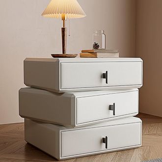 Generic Moderner Nachttisch, Nachttisch Aus Holz Mit 3 Drehbaren Schubladen Und Griff, Schr&auml;G Geschnittene Ecke for Tischlampen, B&uuml;Cher, Dekorationen