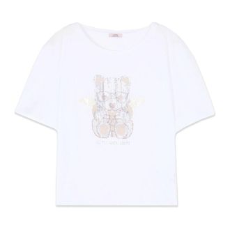 Oltre Baumwoll-T-Shirt mit Applikationen - - Tops - Damen - Wei&szlig; - XL