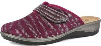 Inblu Femme Pantofola Donna Con Disegno Astratto E Chiusura A Strappo, Plantare Imbottito in Ecopelle, Suola Leggera E Flessibile Chausson, Prune, 38 EU