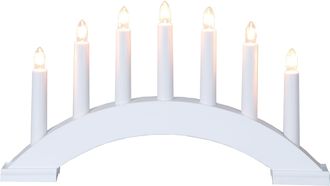 Eglo Lichterbogen Weihnachten mit 7 Kerzen, Fensterleuchter gebogen aus Holz in Weiß, Schwibbogen mit Kabel, Weihnachtsbeleuchtung Fenster, E10 Fassung, wa