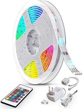 B.K.Licht LED Strip 10m mit Fernbedienung, buntes RGB Licht, dimmbar, selbstklebend, LED Streifen, Leiste, Zimmer Deko, Gaming Deko, Band, Lichtleiste, Lichtban