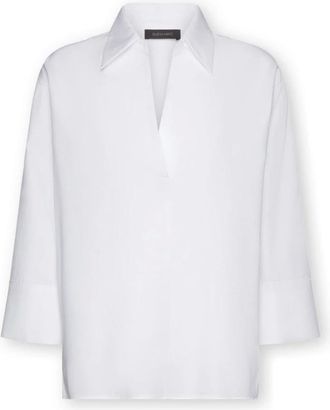 Elena Miro Femme, Blouses et Chemises, Blanc, Taille: 36 FR Chemise popeline manches trois-quarts