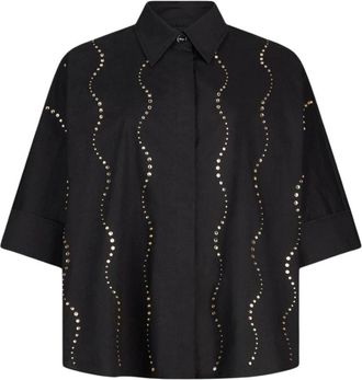 Liu Jo Femme, Blouses et Chemises, Noir, Taille: 40 FR Chemise Ricamo Applicazioni