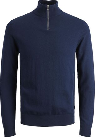 Jack & Jones Herren Dünner Strickpullover | Stehkragen Sweater mit Reißverschluss | Langarm Basic JJEEMIL, Farben:Navy, Größe Pullover:L
