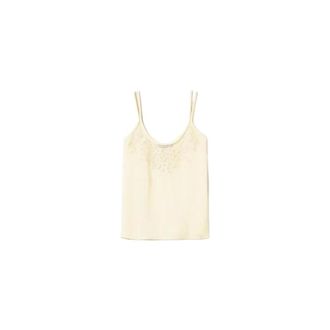 Twinset Femme, Tops, Beige, Taille: 40 FR Haut en viscose brod&eacute; floral