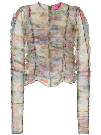 Viktor & Rolf Sheer-Bluse mit Blumen-Print - Gr&uuml;n