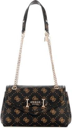 Guess sac &agrave; &eacute;paule bandouli&egrave;re Silia Convertible Xbody Flap Bag Espresso Logo marron fonc&eacute;