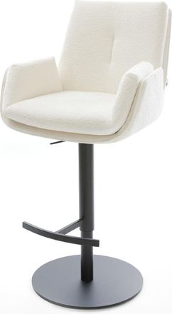 DELIFE Barstuhl Clea-Flex Boucl&eacute; Soft Beige Drehfu&szlig; h&ouml;henverstellbar Metall Schwarz, Barst&uuml;hle