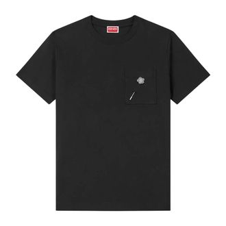 Kenzo Schwarzes T-Shirt mit silbernem Brosche - - Tops - Damen - Schwarzk - S