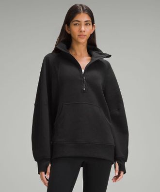 lululemon Scuba Oversized-Pullover mit Trichterkragen und halblangem Rei&szlig;verschluss Lang f&uuml;r Frauen - Gr&ouml;&szlig;e XL/2XL in Black