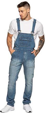 Enzo Jeans EZD390 Salopette Coupe Regular Bleu - Salopette en Jean Homme Royale Taille LSW 44 REGULAR