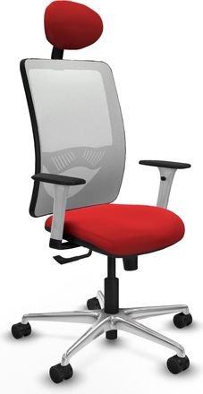 Piqueras y Crespo B&uuml;rostuhl Zulema mit wei&szlig;en und schwarzen Armlehnen, h&ouml;henverstellbare Lendenwirbelst&uuml;tze und festes Kopfteil, ausgestattet mit 3 Positionen, Wei&szlig;/Rot