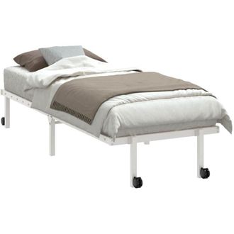 vidaXL Vidaxl - Cadre de lit pliable blanc 75x190 cm - Acier robuste avec roues - Rangement facile sous le lit - Assemblage requis