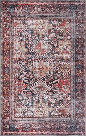 Safavieh Traditionell Teppich f&uuml;r Ideal f&uuml;r stark frequentierte Bereiche - Tucson Collection, Kurzer Flor, Marineblau und Rost, 122 X 183 cm