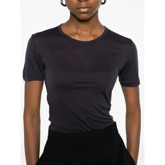 Anine Bing Lyocell-Wool Crew Neck T-Shirt - Midnight Blue