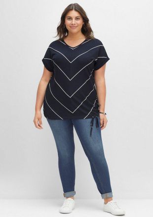 Sheego T-Shirt T-Shirt Kurzarm mit Tunnelzug am Saum
