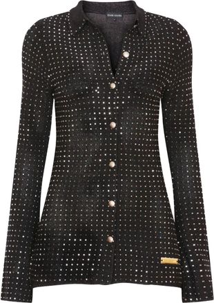 Izaak Azanei cardigan à ornements en cristal - Noir