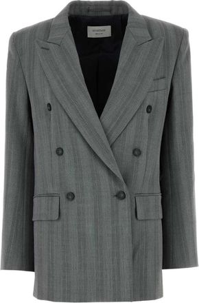 Sportmax Femme, Vestes, Gris, Taille: 40 FR Blazer en m&eacute;lange de laine extensible brod&eacute;