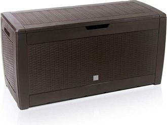 Deuba Coffre de rangement Malle 310 litres Stockage coussins avec roulettes Extérieur jardin modèle au choix Aspect rotin - marron