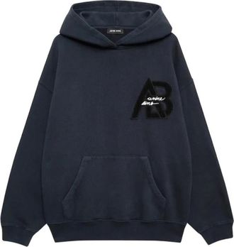 Anine Bing Femme, Sweatshirts et sweats &agrave; capuche, Bleu, Taille: 36 FR Jaci Sweat &agrave; capuche Letterman