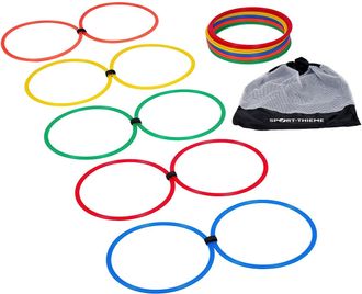 Sport-Thieme Koordinationsreifen-Set Klett | F&uuml;r Sprint, Sprung, Agilitytrainig | Zusammenlegbar, Transporttasche | Klettverschluss | 4 Ringe | Bunt | Mit Tasche