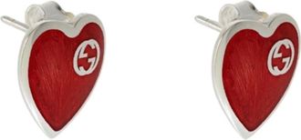 Gucci Red Enamel Heart Studs