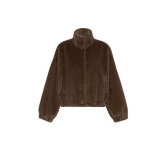 Max Mara Fellimitat-Jacke mit elastischem Besatz - - Jackets - Damen - Braun - XS